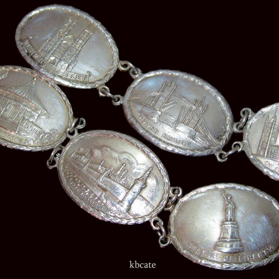 VTG Antique Art Deco Egyptian Revival Neiger Green Turquoise Czech ...