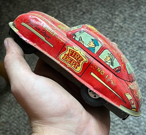 Vintage Antique Marx Mid Century Tin Fire Chief Fire Dept. Car | eBay