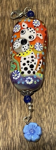 Beautiful Art Glass bead Dalmatian Dog Pendant 2.5” | eBay