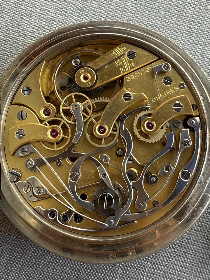 NOS Antique Longines Chronograph Doctors Pocket Watch Stop Watch MINT ...