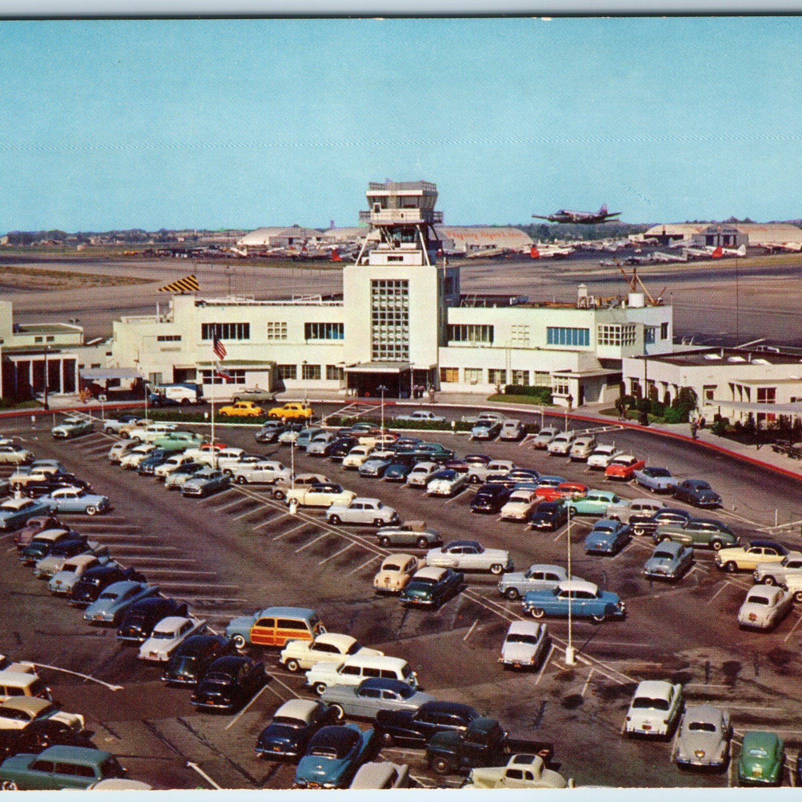 c1950s Burbank CA Lockheed Air Terminal Los Angeles Parking Lot Car ...