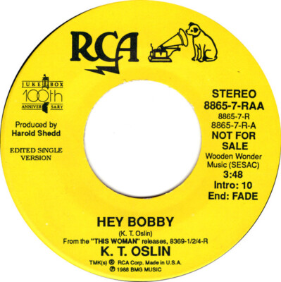 K.T. Oslin - Hey Bobby READ DESCRIPTION (7", Single, Promo) (Very Good ...