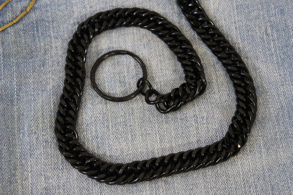 New Men Women Black Classic Chunky Metal Thick Wallet Chain KeyChain ...
