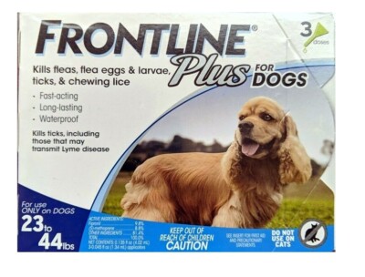 Frontline Plus Flea and Tick Treatment For Dogs 23-44 lbs 3 Doses | eBay