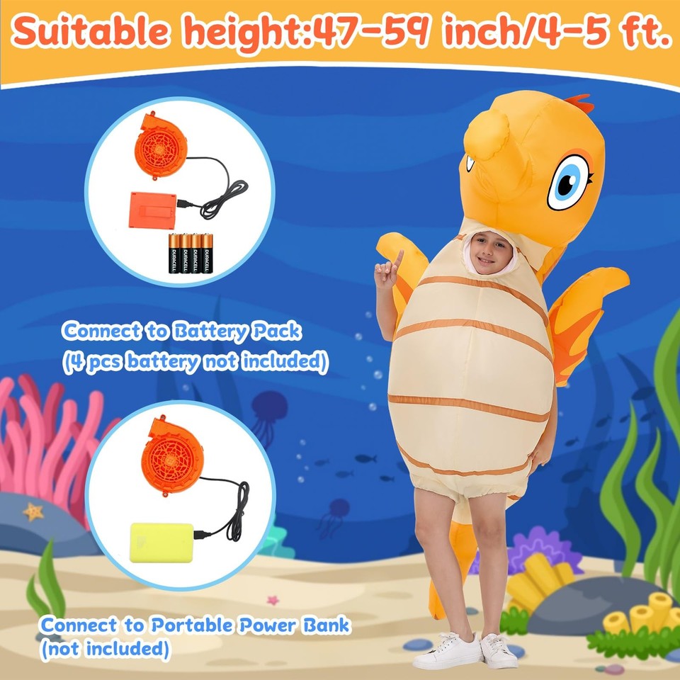 Inflatable Seahorse Costume for Kids Inflatable Christmas Costume Blow ...