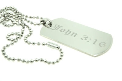 John 3:16 Jesus Christ Custom Engraved Dog Tag Pendant Necklace ...