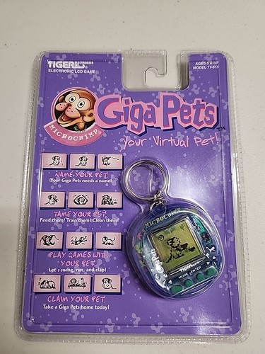 1997 Giga Pets Micro Chimp Monkey Tiger Electronics Virtual Pet Purple ...