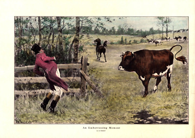 "AN EMBARRASSING MOMENT" A.B. Frost Antique hand colored lithograph ...