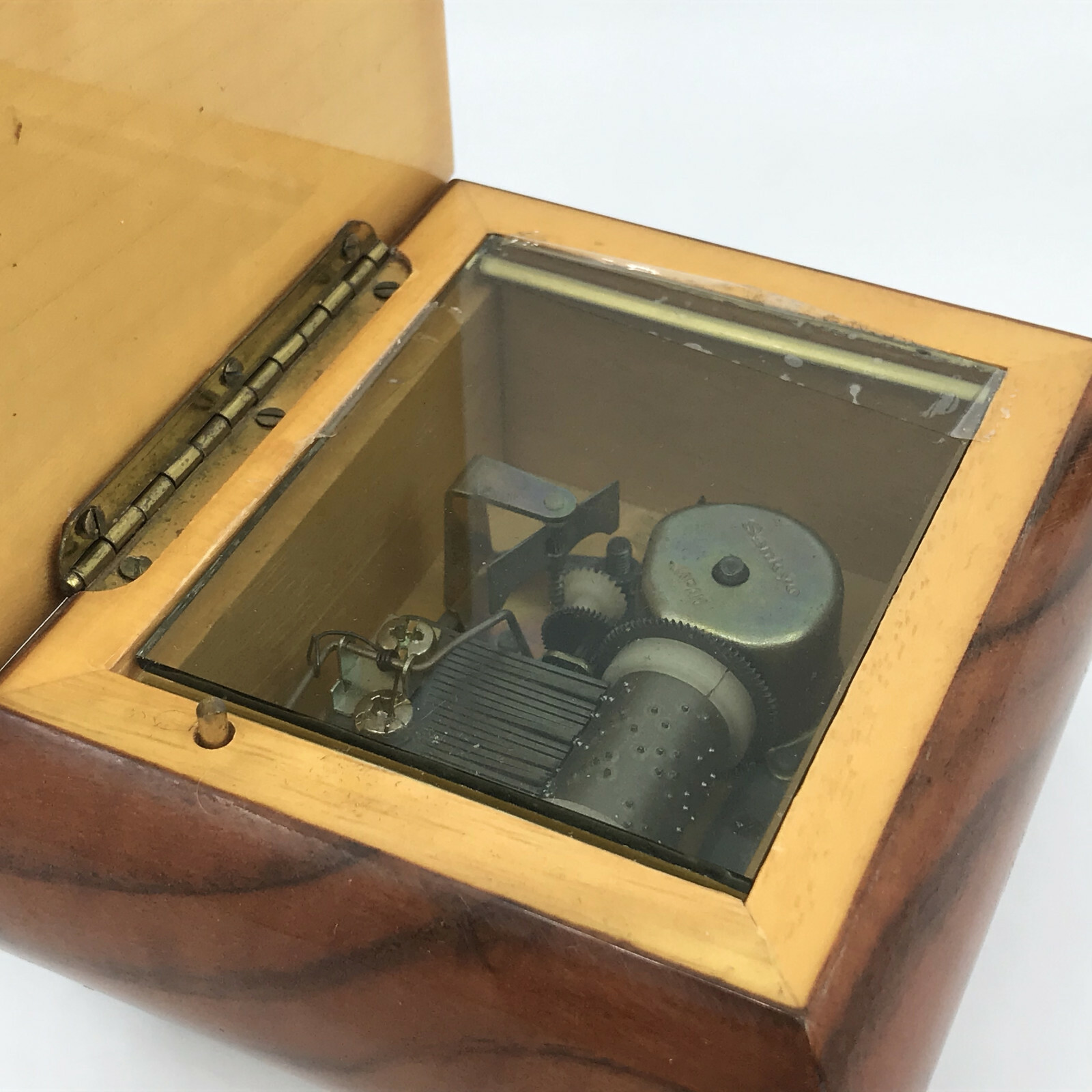 Sankyo Music Box Floral Inlay Wood Made Italy Blue Danube Wind Up 4x3.5 ...