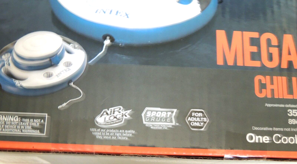 Intex Mega Chill Floating Inflatable Cooler 35inch #56822EP Blue White ...