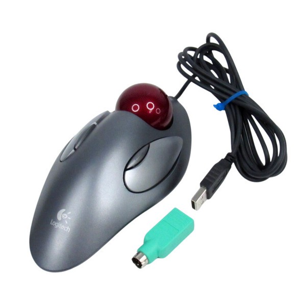 Logitech Marble Optical Trackball Mouse - Gray/Red (904360-0403) for ...
