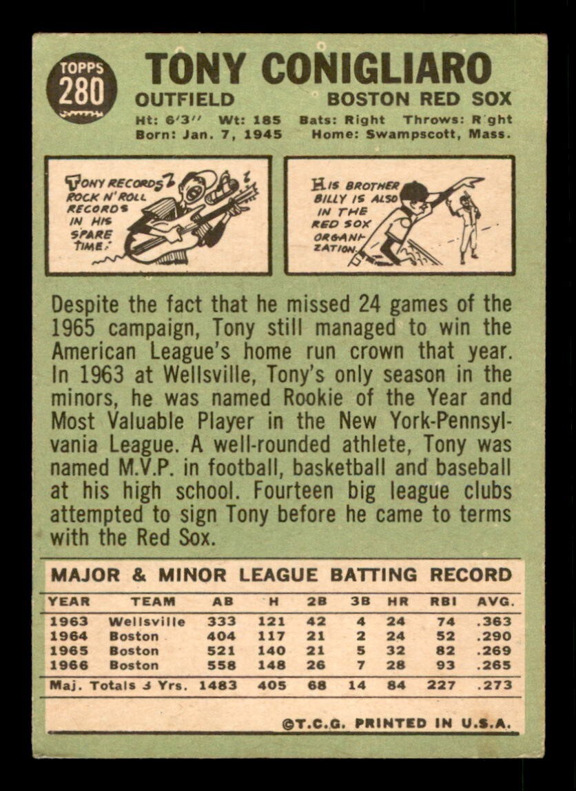 1967 Topps Baseball #280 Tony Conigliaro VG/EX | eBay