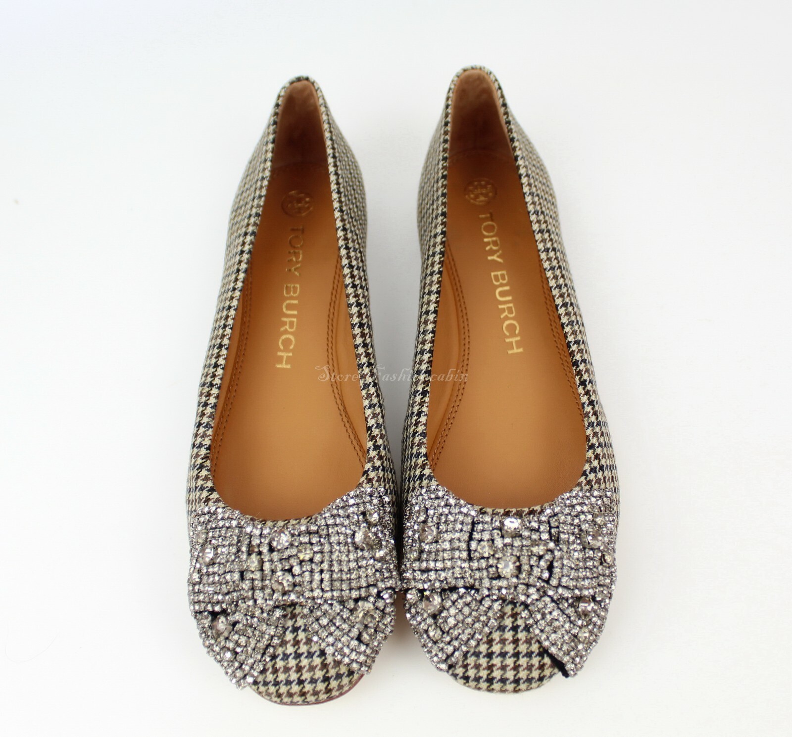NEW Tory Burch Crystal Bow Houndstooth Ballerina Flat, 7M, MSRP $378 | eBay