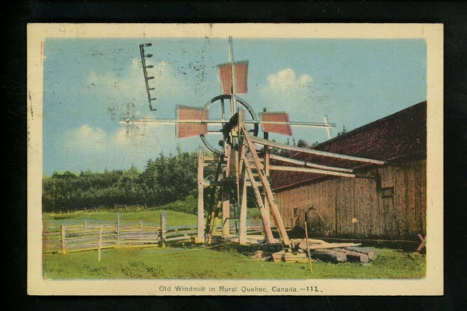 Windmills postcard Canada Quebec barn | eBay