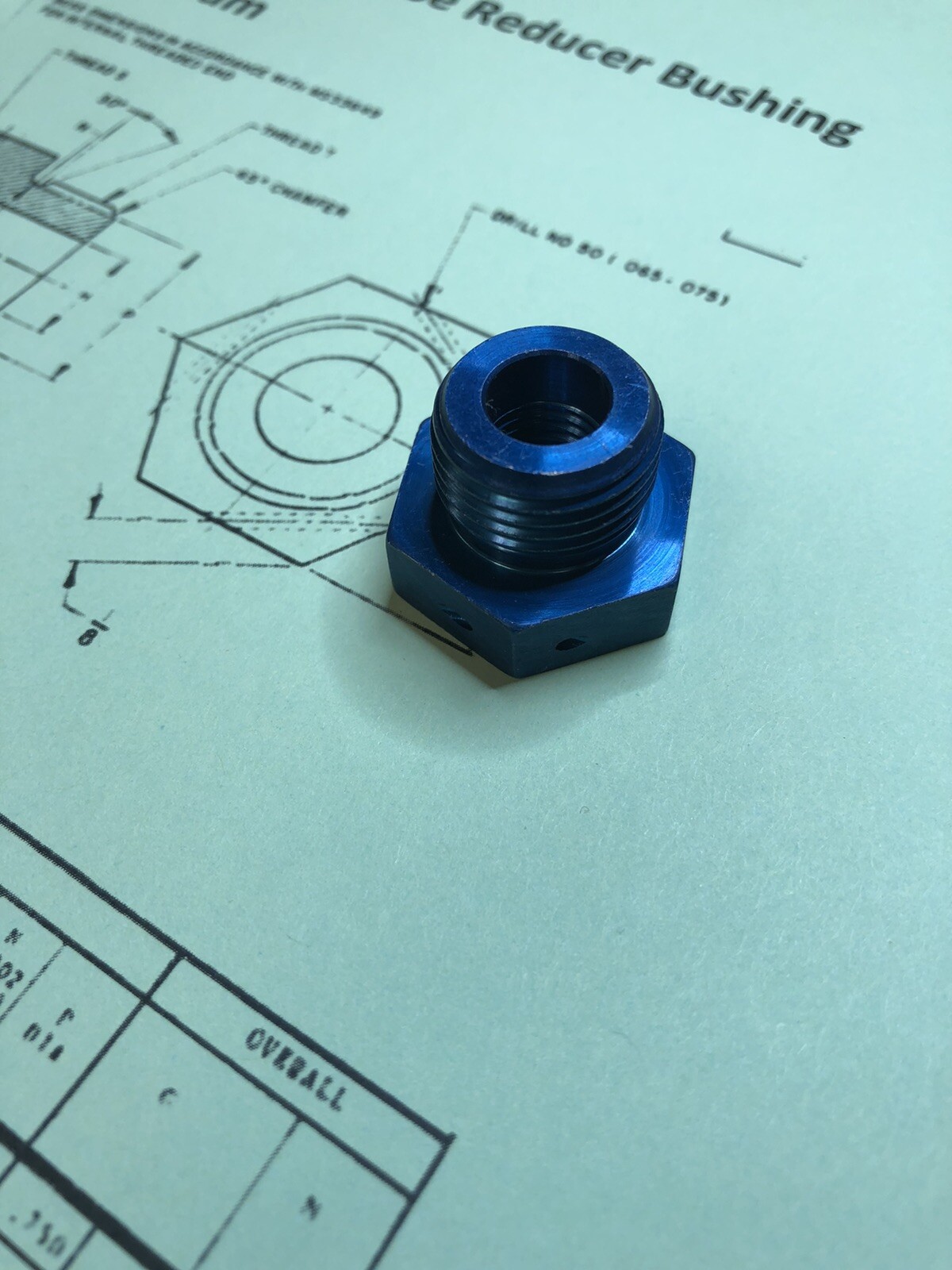 AN893-3D 1/4” to 1/2” Screw Thread Reducer Bushing w/ Lockwire Holes ...