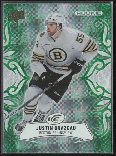 2024-25 UD Ice Justin Brazeau 105 Base Emerald Green RC | eBay