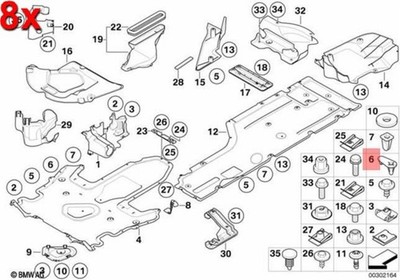 8x Genuine BMW M6 E60 E61 E63 E64 520d 520i 520Li 523i Expanding Nut ...