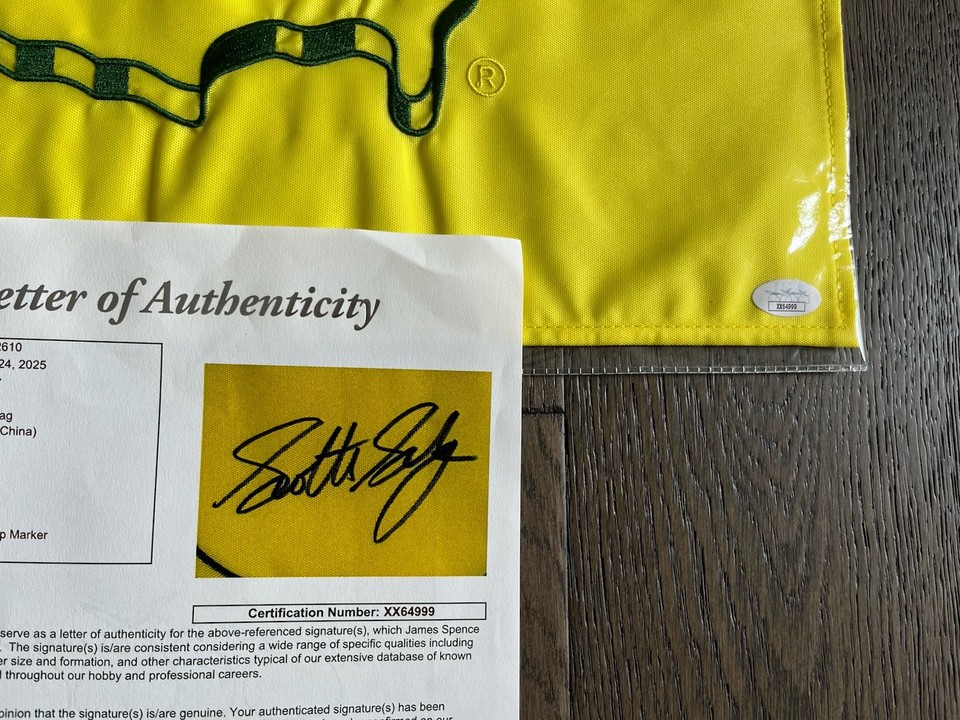 Scottie Scheffler Signed 2022 Masters Flag Augusta National JSA LOA ...