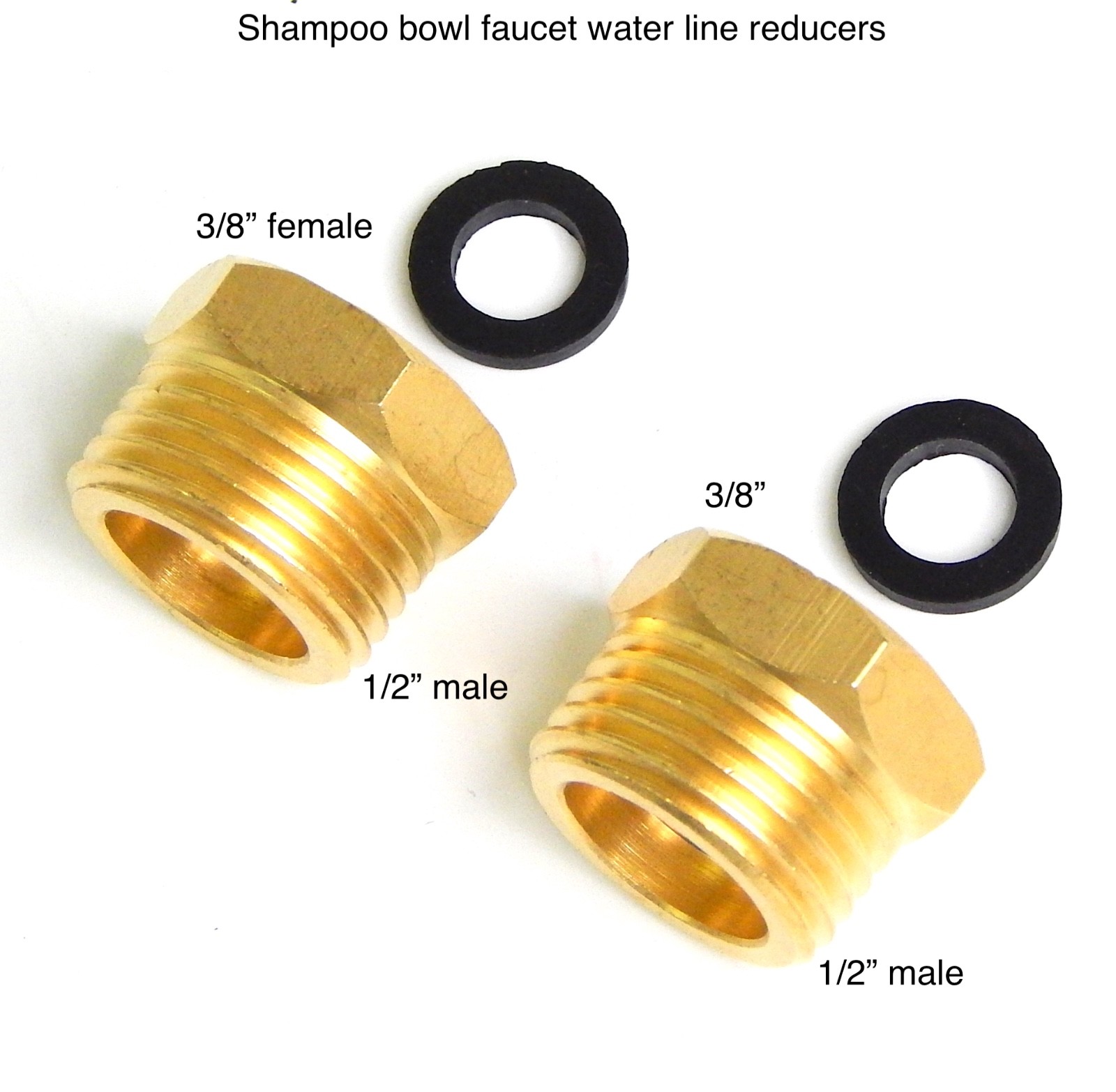 Shampoo Bowl Faucet Brass Water Line Reducers Plumbing Parts 1/2" to 3/ ...