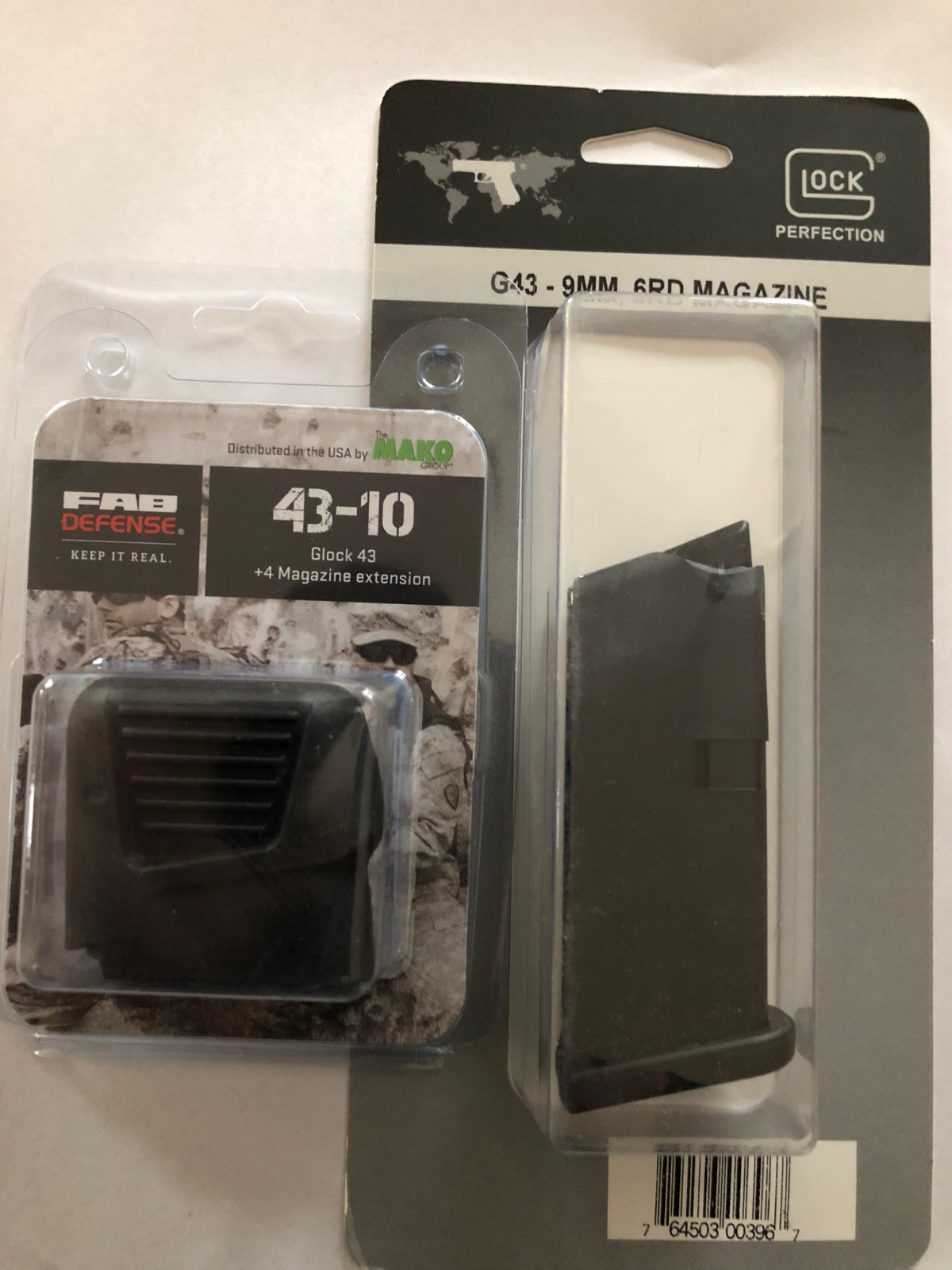 Glock G43-9mm 6 round Magazine with Fab Defense 43-10 +4 Mag Extension ...