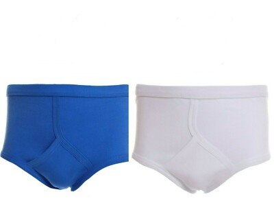 6, Men's Y Fronts Briefs 100% Cotton Int, Underwear / White & Blue,s S ...