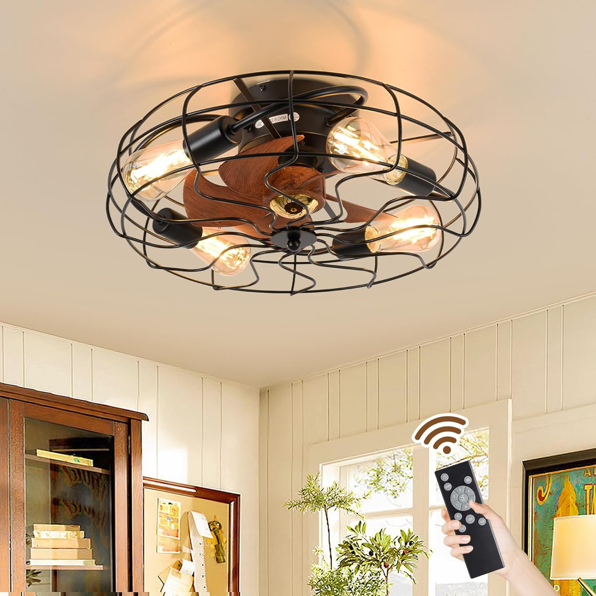 Out With Small Enclosed Ceiling Fan With Light