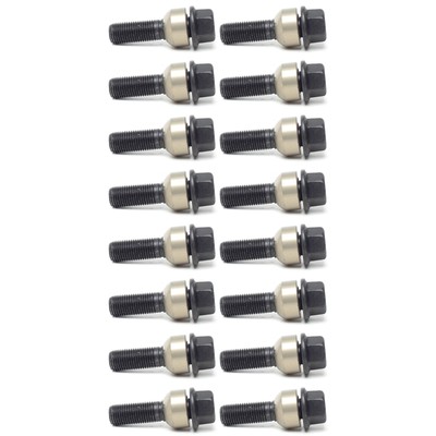 H&R 1456006SW 16 x Black Porsche Type Movable Head Wheel Lug Bolts 14x1 ...