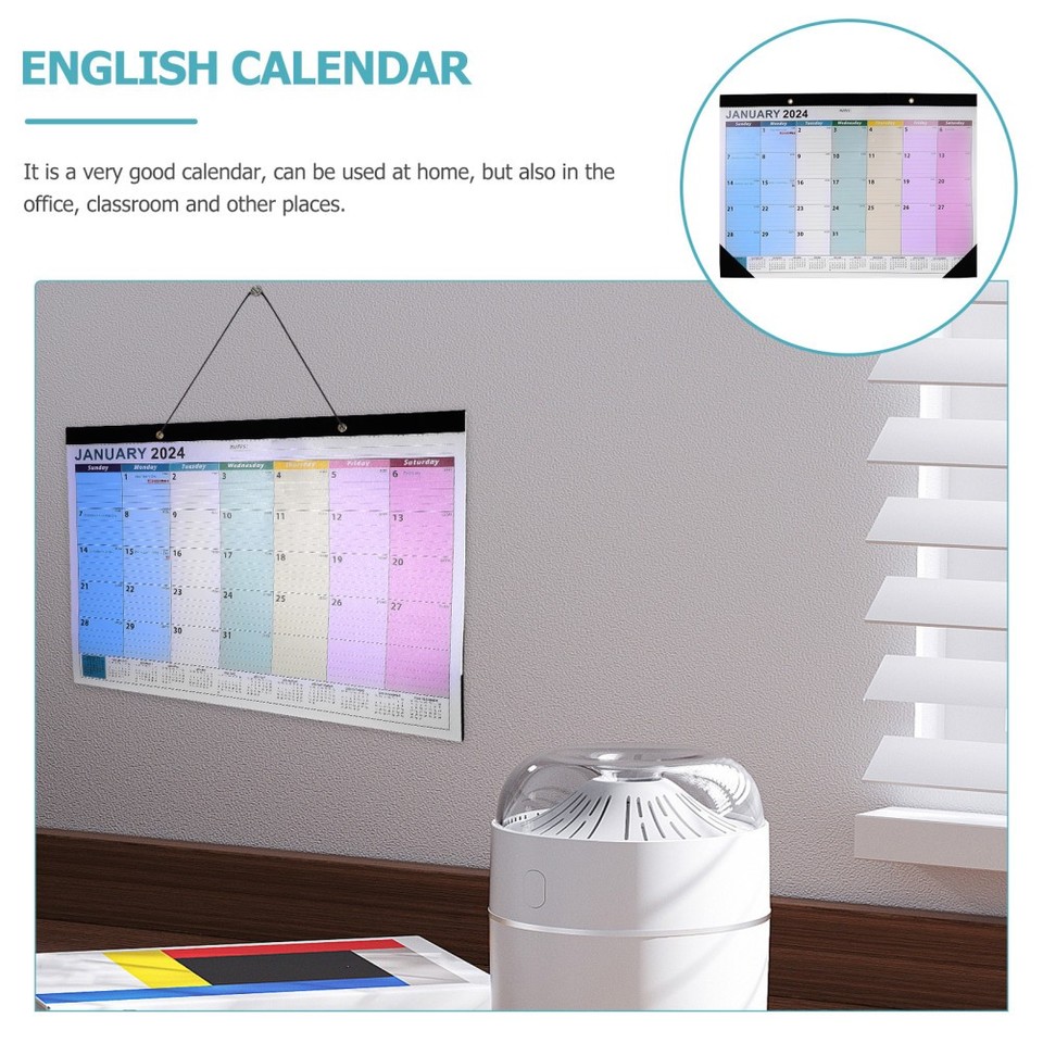English Calendar Desktop Calendar Living Room Wall Calendar Day Count ...