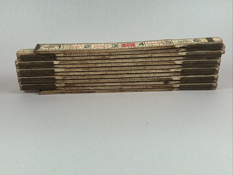 Lufkin Red End No. 066D Engineers Wood Folding Ruler Brass Lock Joints ...