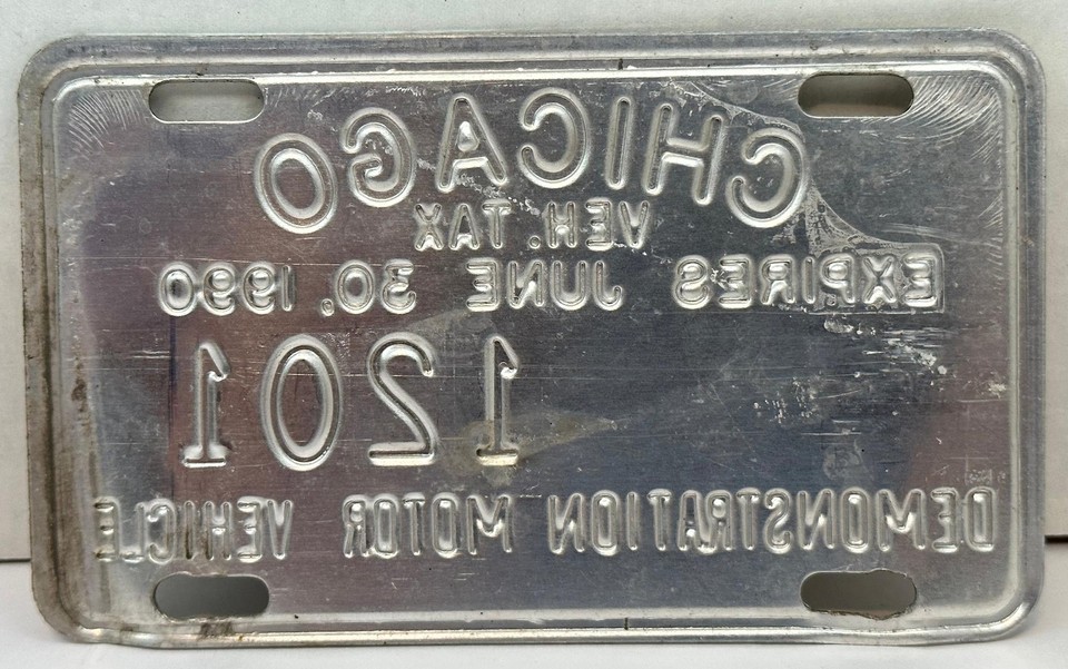 1990 Chicago Illinois Tax Tag Demonstration Motor Vehicle License Plate ...