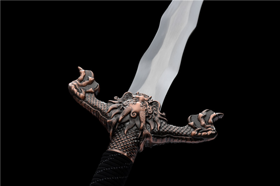 Big Groove Sharp Blade Chinese Double Edged Sword Hunting Knife飞龙战剑 ...