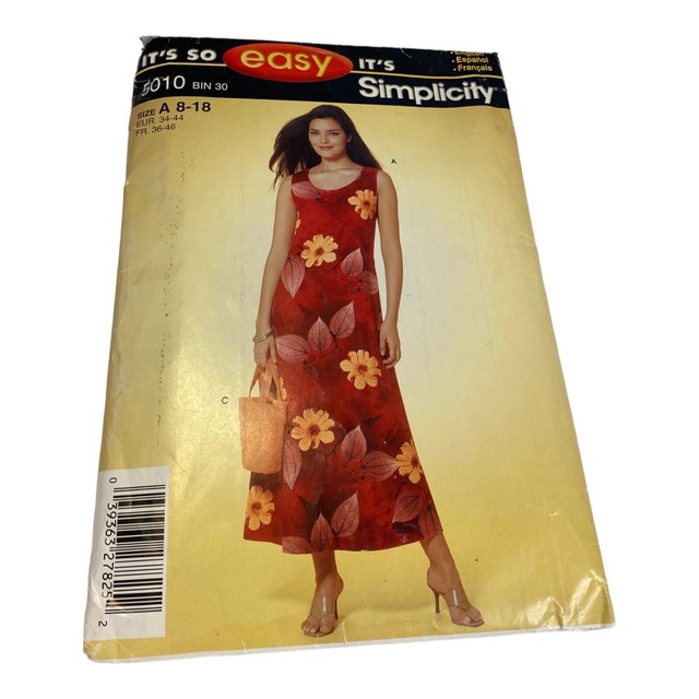 Simplicity 5010 Sewing Pattern Sizes 8-18 Misses Dresses in 2 Lengths ...