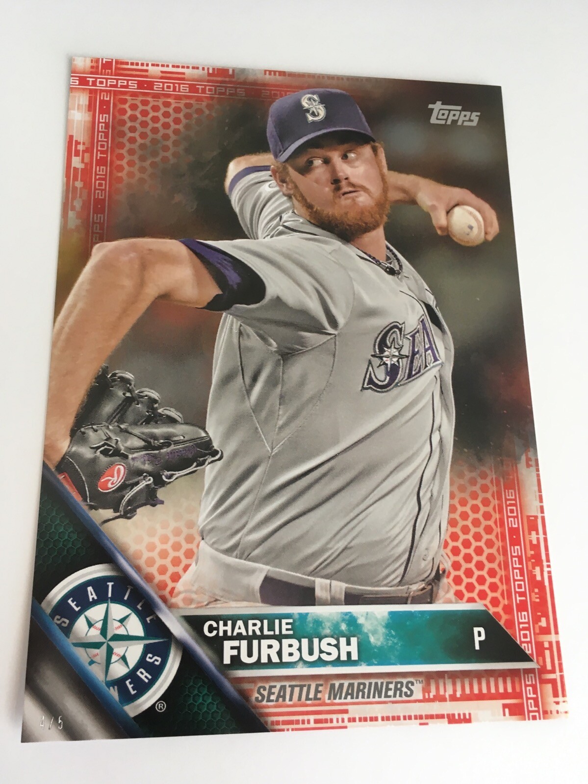 2016 Topps Jumbo 5x7 Red Parallel Charlie Furbush Mariners 304 #’d 4/5 ...