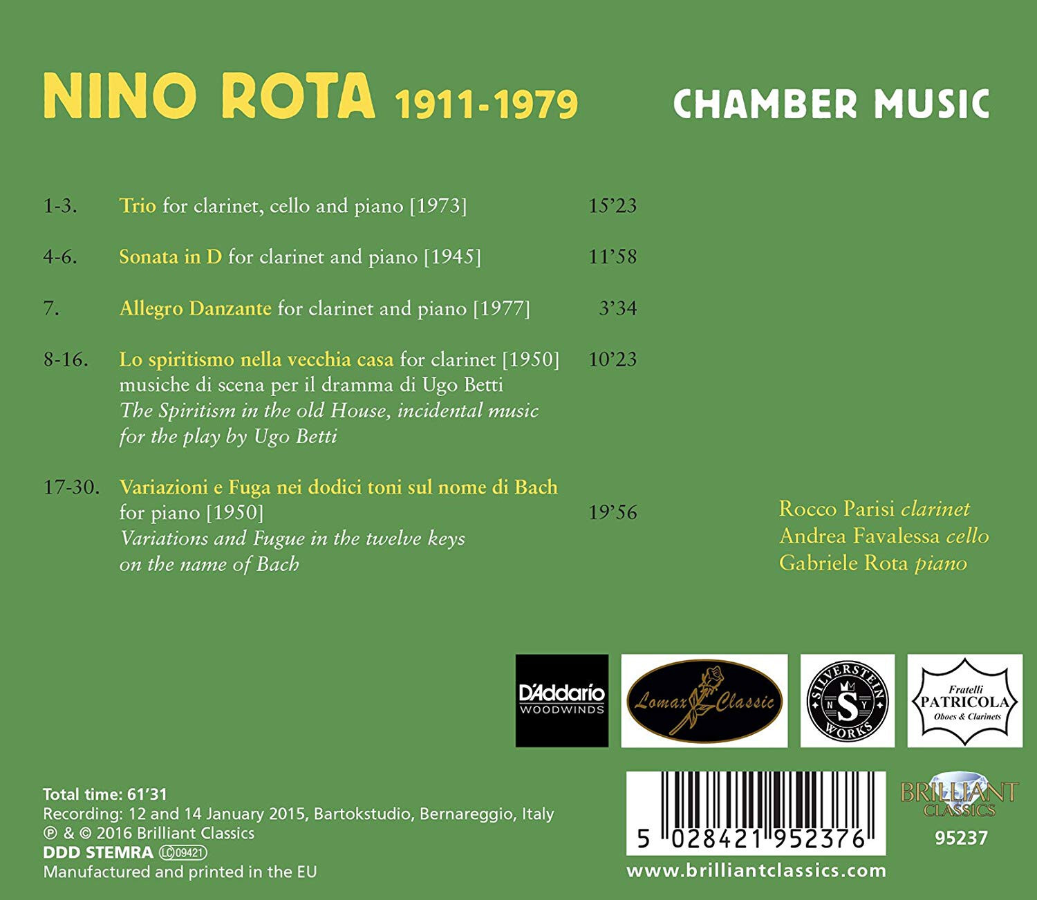 NINO ROTA Chamber Music CD NEW SEALED 5028421952376 | eBay