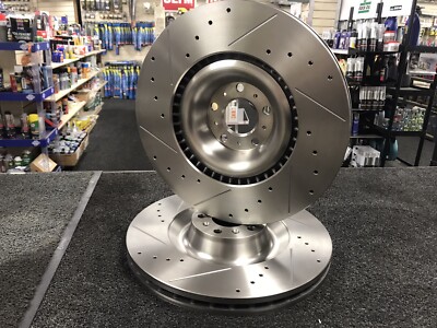 2 FRONT BRAKE DISC DRILLED GROOVED FOR BENTLEY CONTINENTAL FLYING SPUR ...