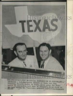 1952 Press Photo Sen. Lyndon Johnson, John Connally at convention hall ...