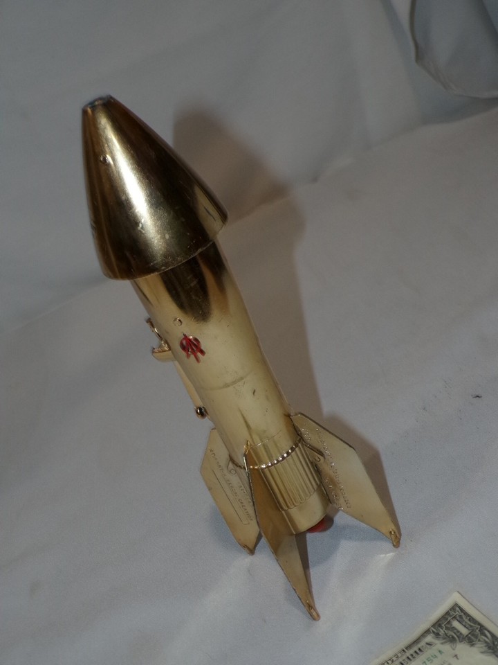 Berzac 1957 Astro Rocket Missile Mechanical Coin Bank Hartford Aircraft ...