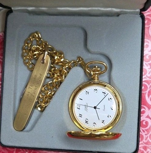 Jacques Prevard Pocket Watch 44mm Gold Tone with 13" Chain Knife New ...