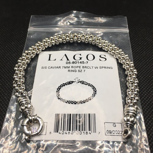 LAGOS Signature Caviar Sterling Silver Rope 7mm Bracelet Size 7 for ...