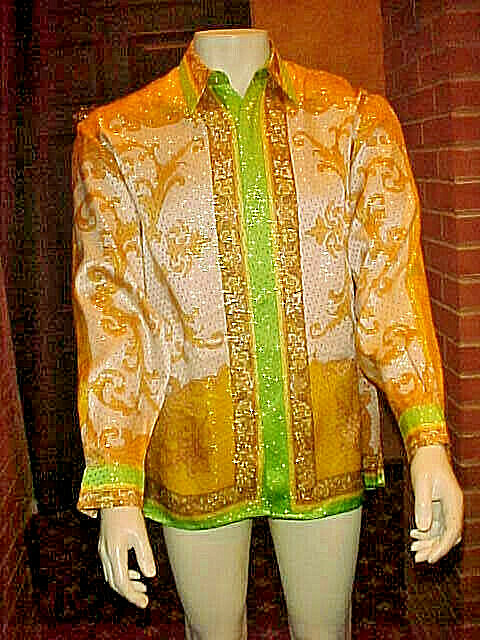 VINTAGE MENS GENELLI METALLIC MULTICOLOR SILK SHIRT B… - Gem
