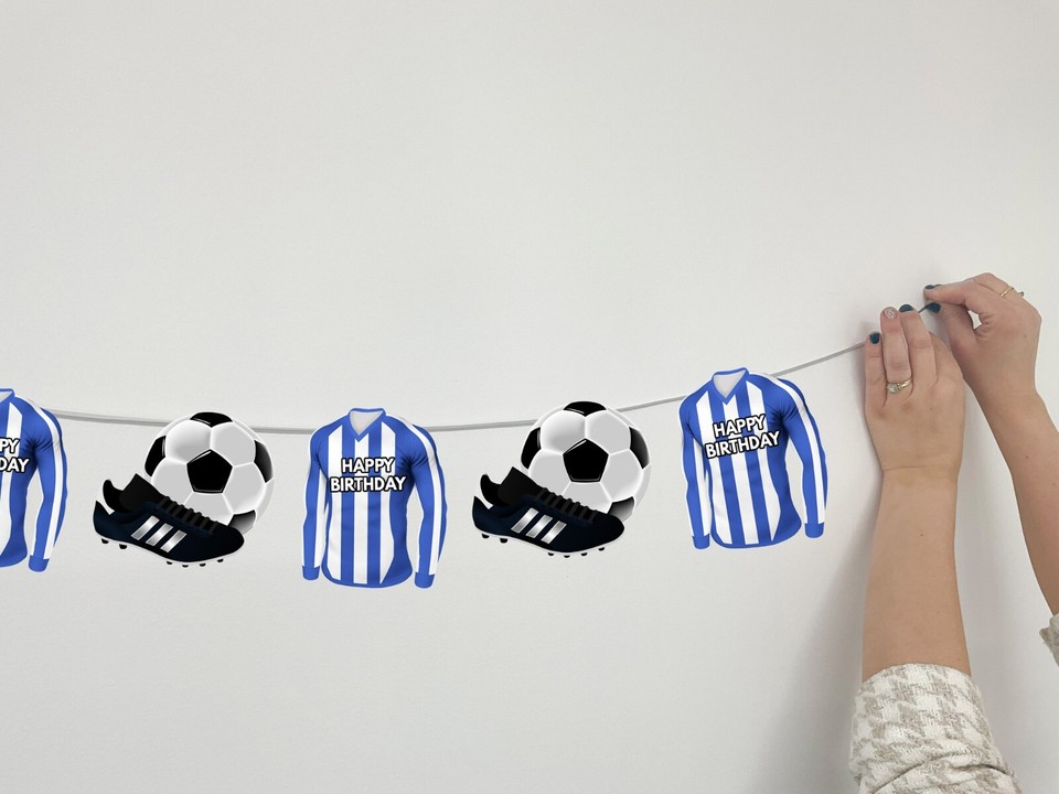 Football Bunting Party Decorations Blue & White Striped Shirt Team ...