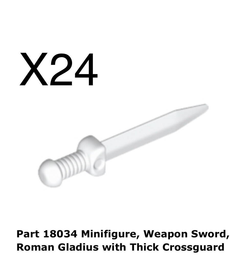 Lego 24 Pieces White Sword / Roman Gladius with Thick Crossguard Weapon ...