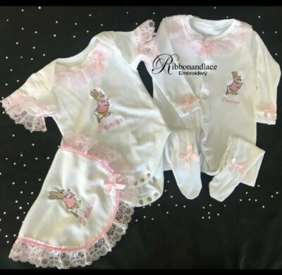 Baby sleepsuit set, Personalised Gift, Embroidered, Peter Rabbit, New ...