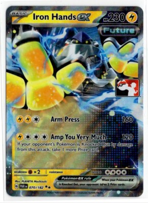 DING/DENT Play! Pokemon Prize Pack 6 Paradox Rift 070/182 Iron Hands ex ...