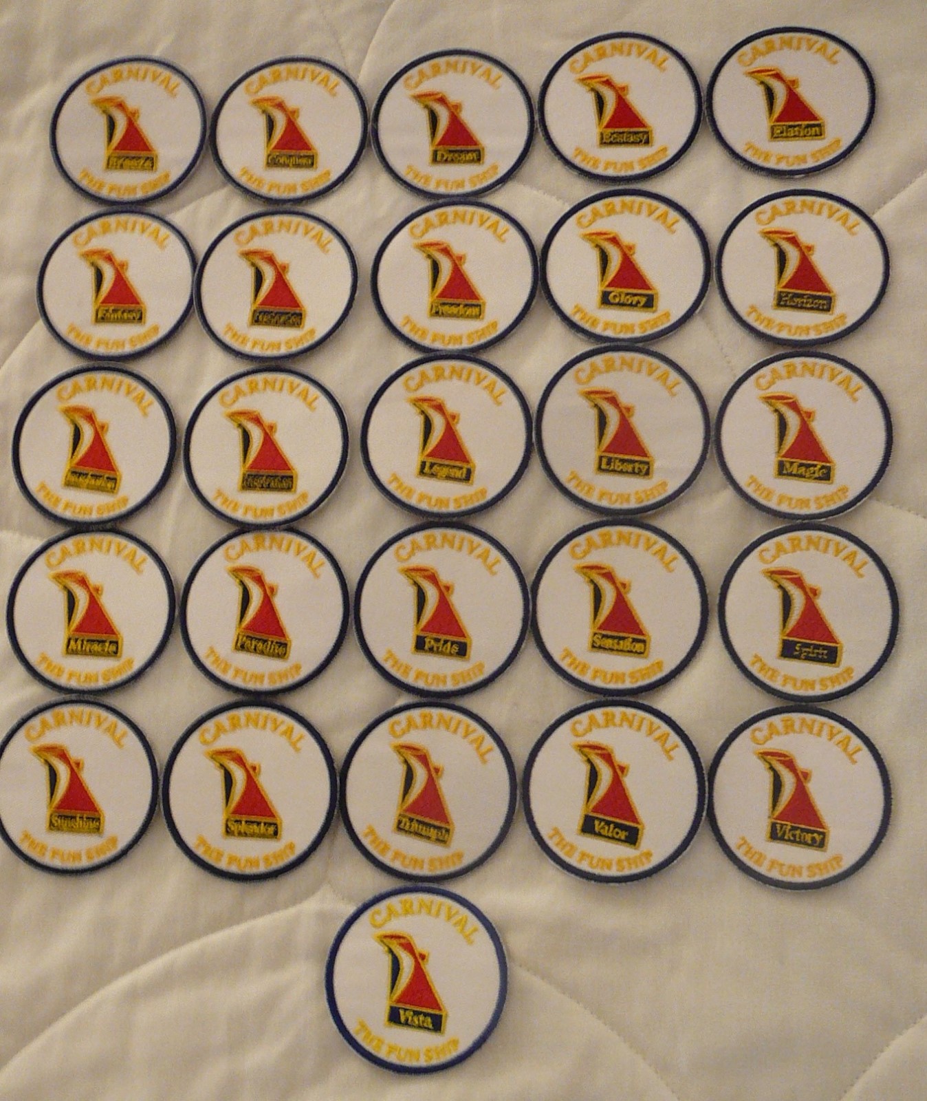 CARNIVAL CRUISE LINES SHIP 33 PATCHES - CHOOSE - IRON ON PATCHES FOR 33 ...