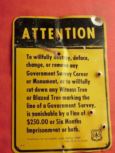 ”ATTENTION" US Forest Service PUNISHABLE by FINE or IMPRISONMENT Metal ...