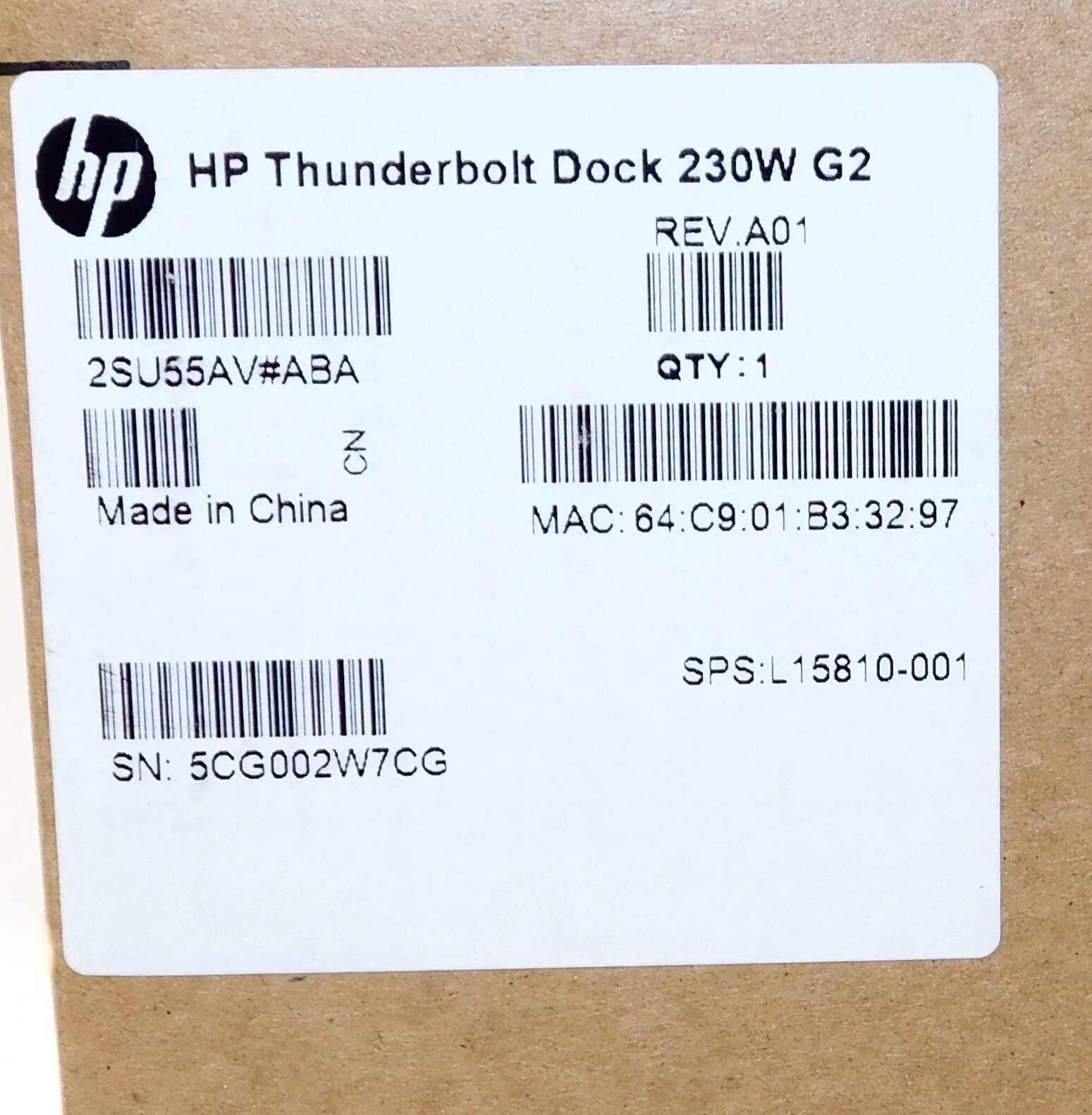 HP Thunderbolt Dock G2 With Cable 230w - 2su55av#aba. for sale online ...