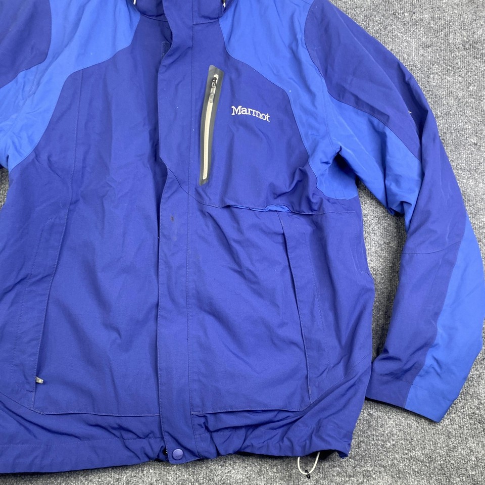 Marmot Jacket Mens Large Blue MemBrain Hooded Ski Snow Shell Coat ...