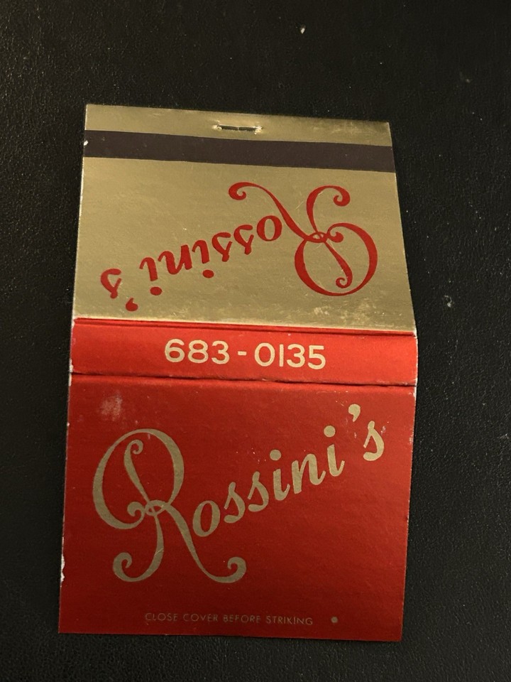 Vintage "Rossini's Restaurant" Matchbook e. 38th st. New York City FULL ...