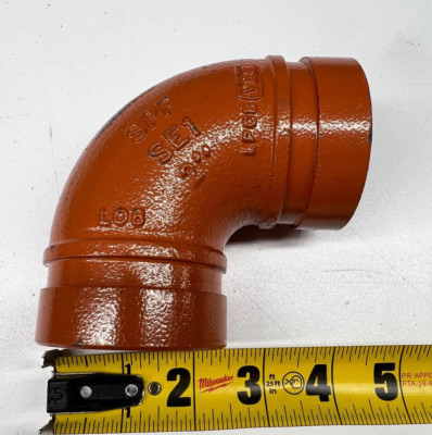 2" SPF 90 Degree Elbow Grooved SE1 Ductile Iron Orange 300 PSI Fire ...